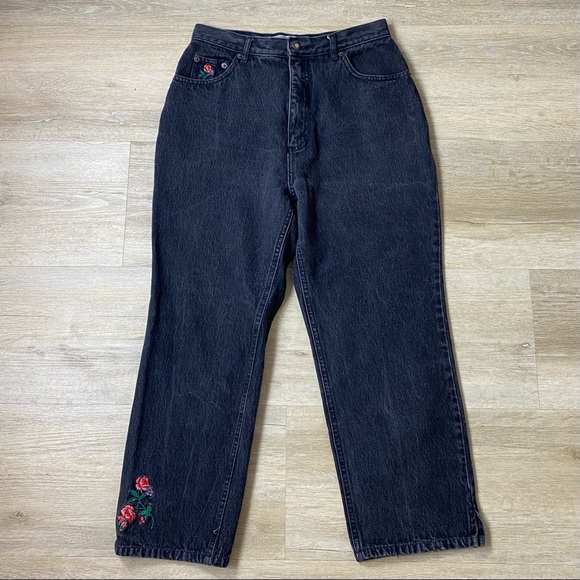 Vintage | Jeans | Vintage Bugle Boy Embroidered Washed Black High Waist ...